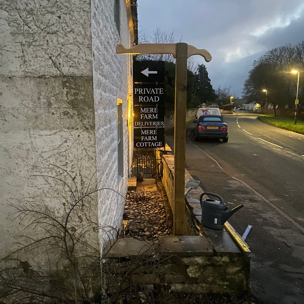 Personalized Hanging House Sign: Double Sided Plaque With Bracket ...