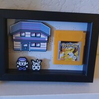 Pokemon Pixel Art Mini Shadow Box With Pikachu VS Bulbasaur - Etsy Canada