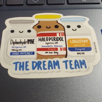 Emergency Nurse Sticker Pack, Dream Team Ativan, Haldol, Benadryl, ER ...