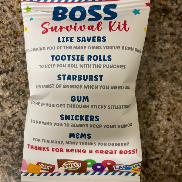 Printable Boss Survival Kit Gift Tag - Funny Appreciation Gift for ...