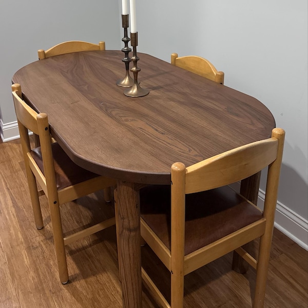 Straight Edge Walnut Dining Table, Solid Wood Dining Table, Kitchen Table, Walnut Dining Table ...