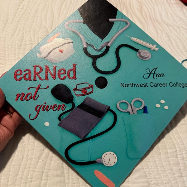 Custom Nurse All Over Printed Graduation Cap Topper, RN Grad Cap Topper ...