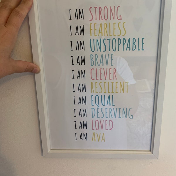 I Am Strong Kids Positive Affirmation Print | Self Love Affirmation ...