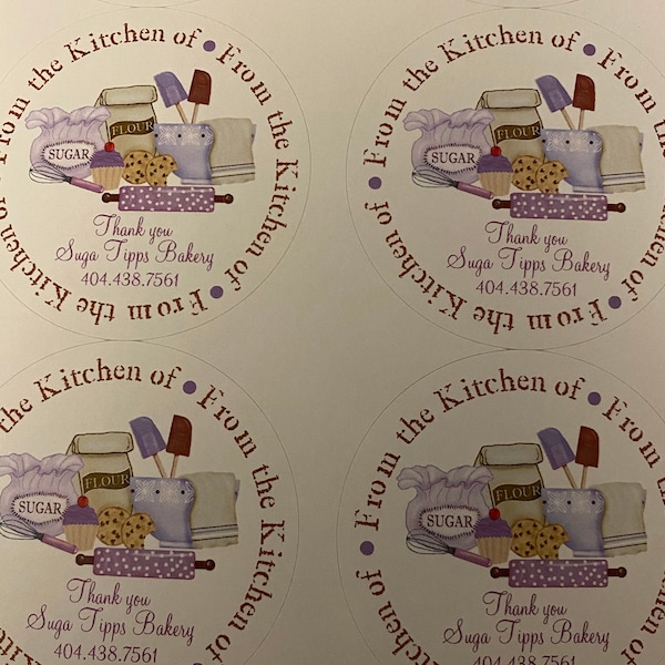 Kitchen Stickers, Baking Labels, Cupcake and Cookies, Rolling Pin ...
