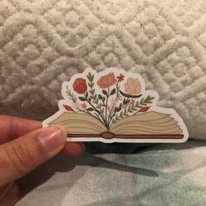Floral Book Sticker / Open Book Sticker / Reading Sticker / - Etsy