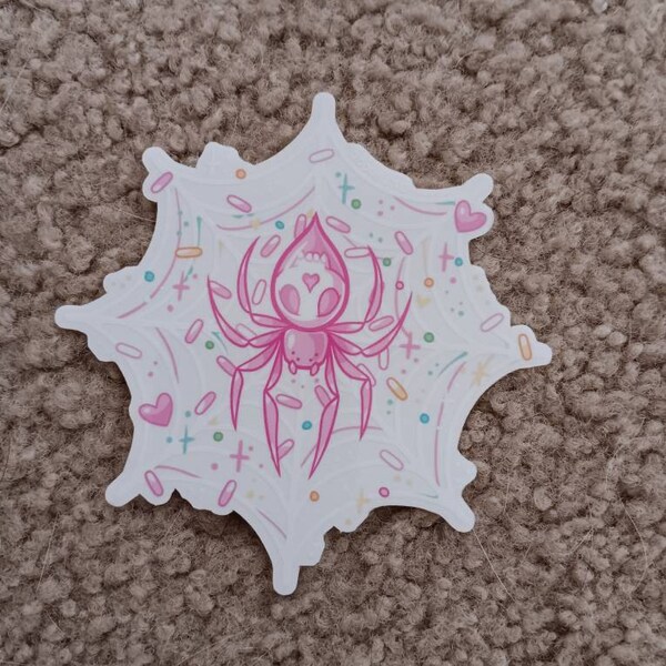 Sprinkle Spider Sticker - Kawaii Art - Pink Arachnid - Spooky and Cute ...