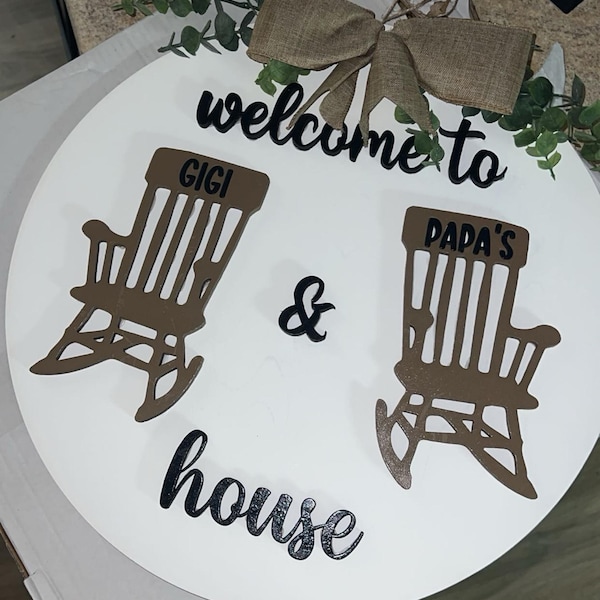 Rocking Chair Welcome Sign, Front Porch Sign, Grandparent Welcome Sign ...