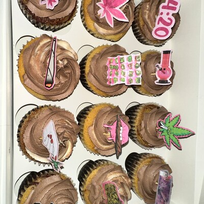 Printable Pink Weed Cupcake Toppers Decoration Digital File Birthday ...