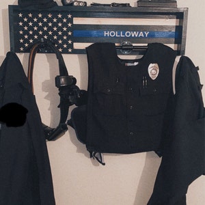 Engraved Personalized Police Gear Rack Thin Blue Line | Etsy
