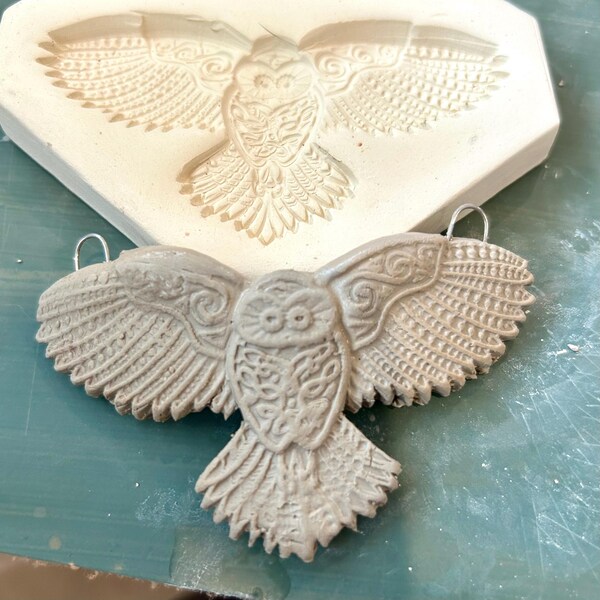 OS Clay With Celtic Design Owl Face Press Mold Relief Mold or Sprig ...