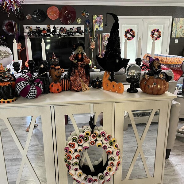 XL Lighted Gothic Halloween Graveyard Centerpiece Tombstone Table Decor ...