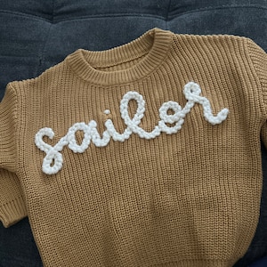 Hand Embroidered Custom Name Sweater - Etsy