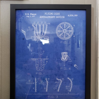 Disc Golf Frisbee Basket Catcher 1970s Patent Blueprint Wall Art Print ...
