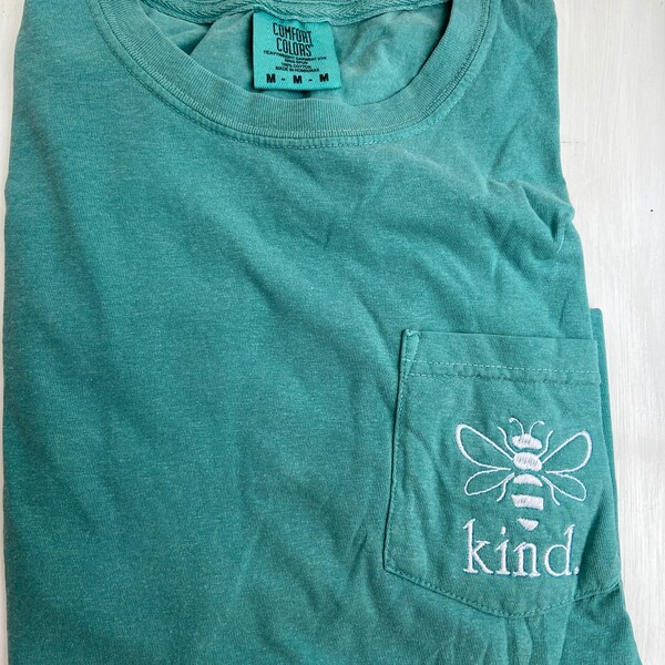 Bee Kind Tee- Comfort Colors Bumblebee Monogram Pocket Tee ...