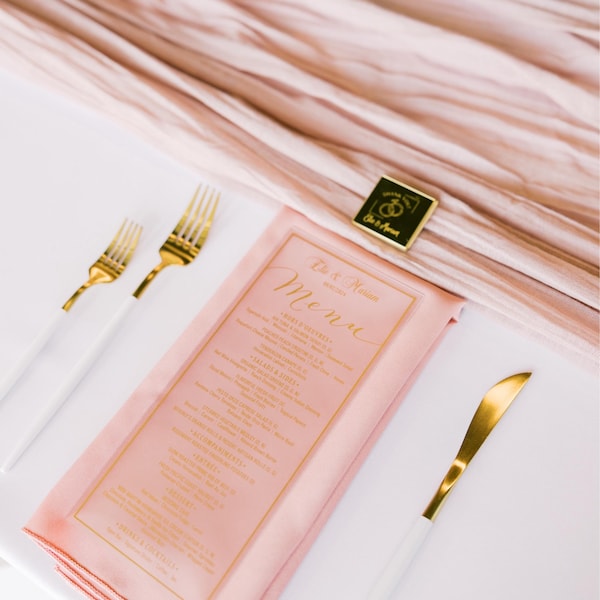 Gold Foil Acrylic Wedding Menu Card (4x9") Custom Event Decor, Luxury ...