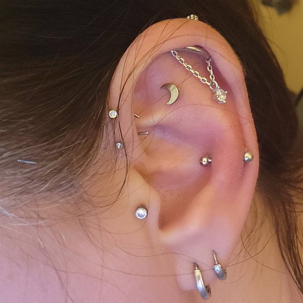 Emerald Piercing,baguette,marquis,drop Pendant,helix Piercing,screw ...