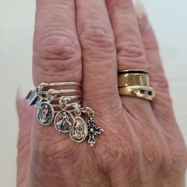 Charms Ring for Women Religious Ring Gift for Mom Real Silver Ring ...