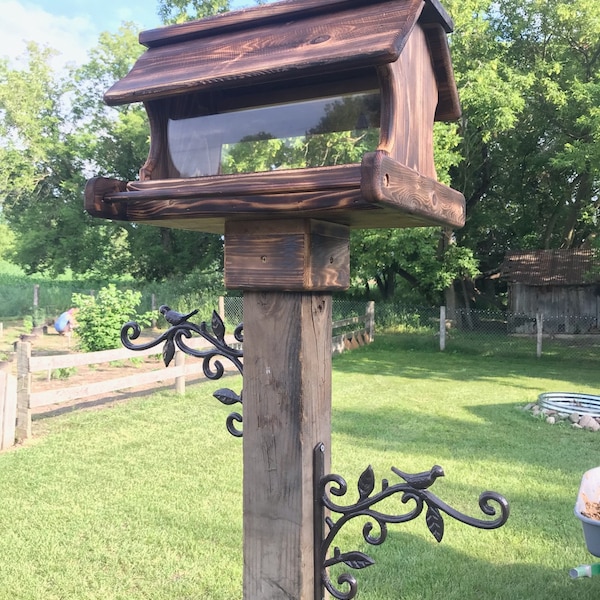 Very Large Post Mount Bird Feeder Cedar Wood TBNUP #1B - Etsy