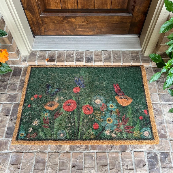 Floral Door Mat | Boho Modern Gift for Home | Floral Welcome Mat ...