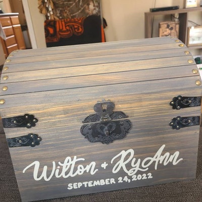 Personalized Wedding Card Box, Wedding Chest With Slot and Lock, Cards ...