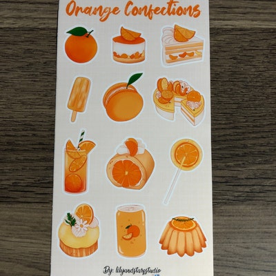 Orange Sticker Sheet Kawaii Aesthetic Cake Cute Desserts Fruit Planner ...