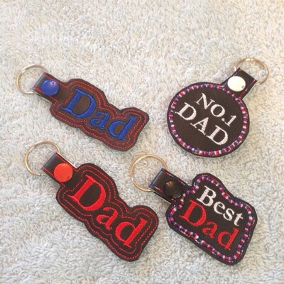 Dad Key Fobs, Machine Embroidery Design, ITH, in the Hoop, Key Fob ...