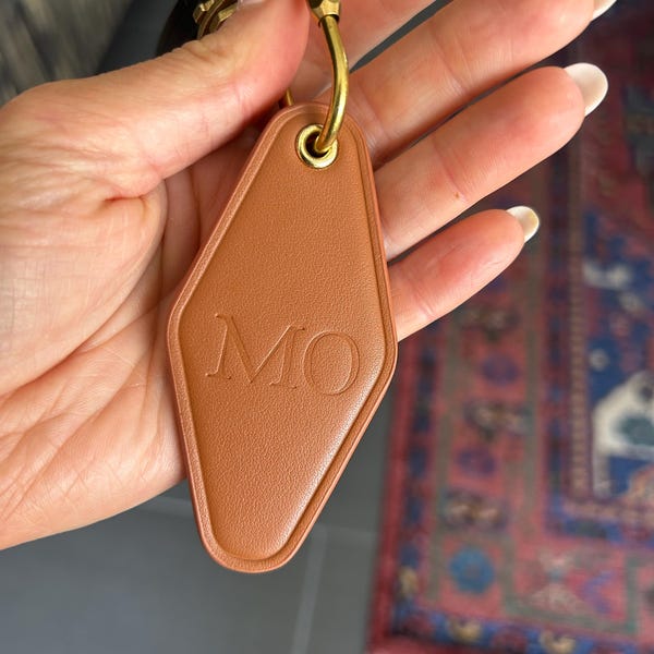 Embossed Diamond Leather Keychain (initials) - Modern Key Rings, Custom ...