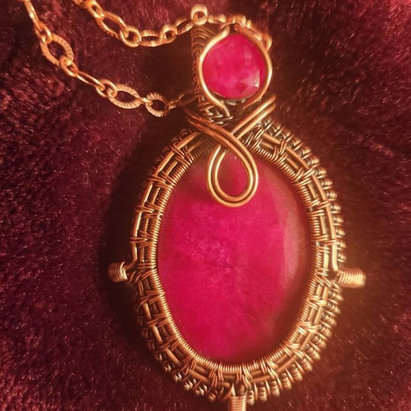 Kashmir Red Ruby Pendant Copper Wire Wrapped Gemstone Pendant Copper ...