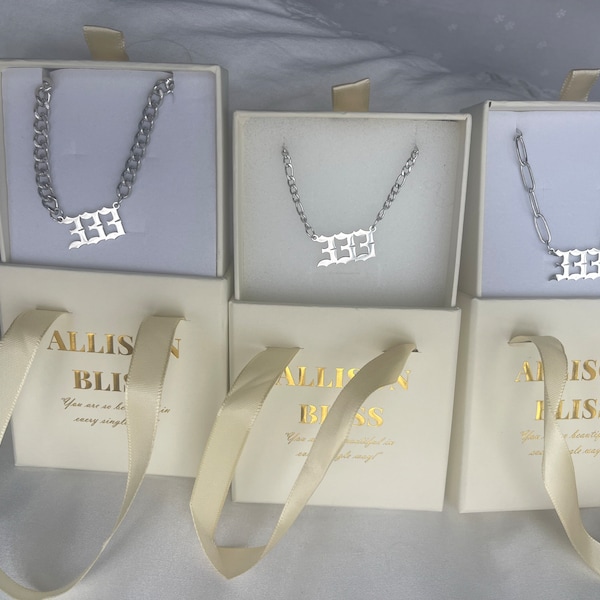 18K GOLD Angel Number Necklace • Personalized Birthday Gift • SILVER ...