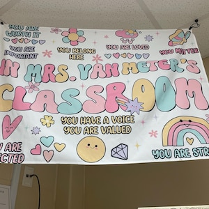Personalized Groovy Classroom Decor, Teacher Classroom Tapestry ...