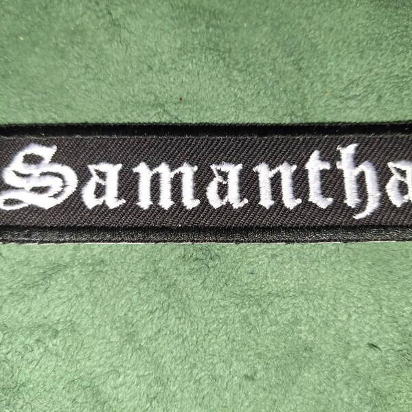 Custom Embroidered Patch Old English Name Tag Black Metal Punk LA ...