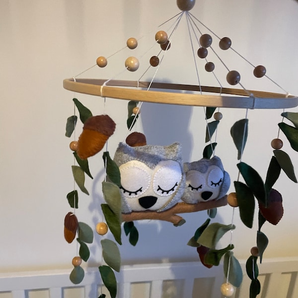 Baby Mobile Owl, Woodland Crib Mobile, Baby Owl and Mom Owl Mobile ...