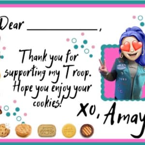 Girl Scout Cookie Thank You, Girl Scout Cookie Thank You Note Printable ...