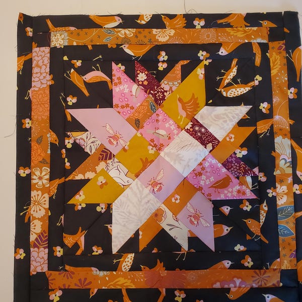 Flowering Patchwork Quilt Kit - Pattern Designed by Crinkly Quilts - Fabric Used is Endpaper by ...