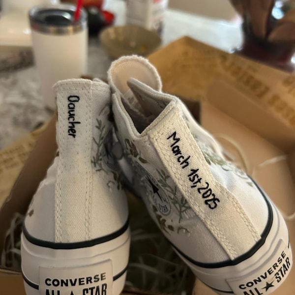 Custom Embroidered Wedding Shoes, Wildflowers Embroidered Converse ...