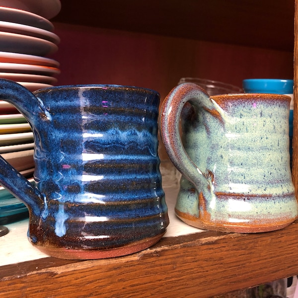 Rustic Mug, Handmade Coffee Mug in Bright Blue - Etsy