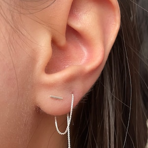 Gold Chain Earring Double Piercing Two Hole Earring Minimal - Etsy