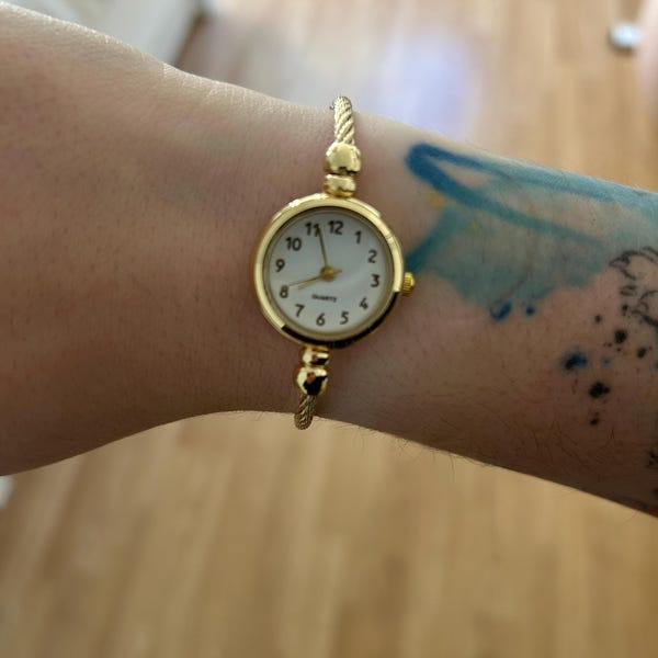 Womens Wrist Watch, Gold Colour Small Watch, Vintage Gold Watch, Round ...