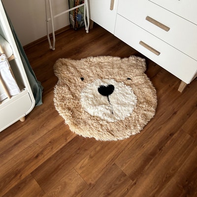 Fluffy Bear Rug for Baby Boy Nursery Personalized Woodland Adventure ...
