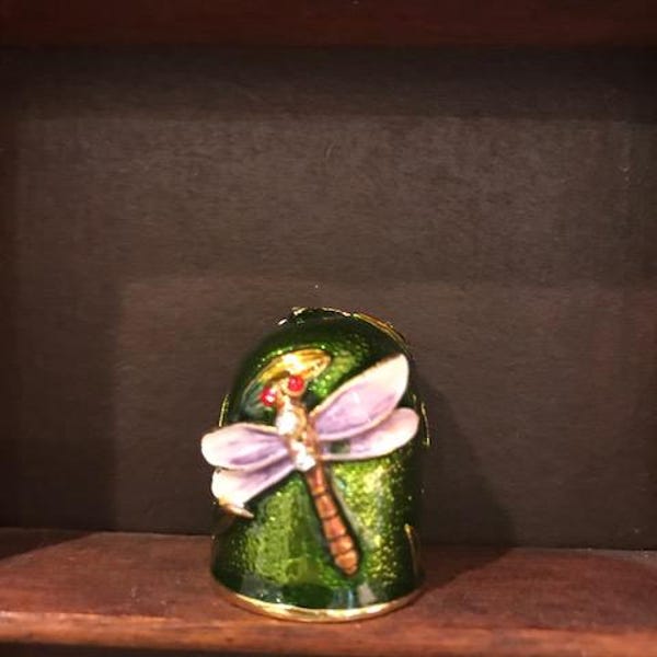 Collectible Thimble, Enameled Metal Thimble With Swarovski Crystals ...