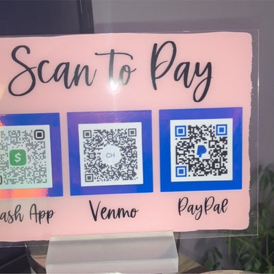 6 QR Codes Sign With Business Card Holder Social Media Signs Payment ...