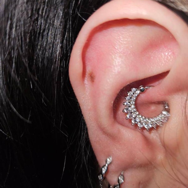 Double Pierced 925 Sterling Silver Double Chain Piercing Stud Earrings ...