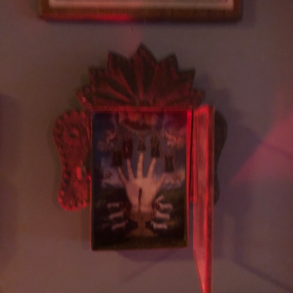 Rustic Mexican Tin Nicho Mano Poderosa Powerful Hand Wall Hanging Folk ...