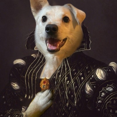 Custom Renaissance Princess Pet Portrait . Royal Dress Pet Portrait ...