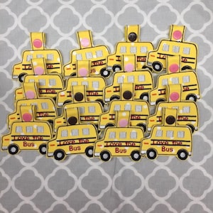 School Bus Key Fob AND Snap Tab Keychain 4x4 Hoop Friendly Embroidery ...