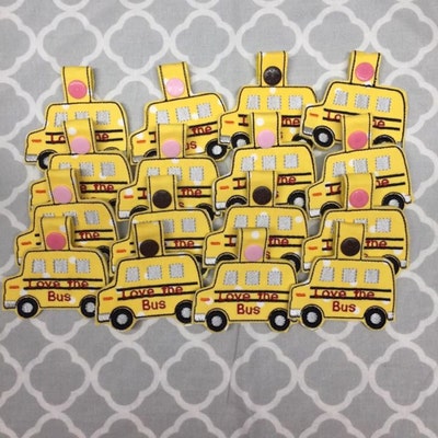 School Bus Key Fob AND Snap Tab Keychain 4x4 Hoop Friendly Embroidery ...