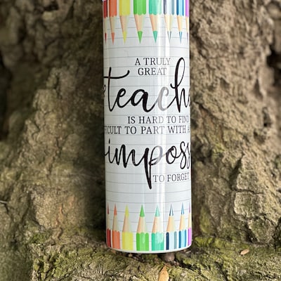 20 Oz Skinny Tumbler Rainbow Pencils Teacher Tumbler Crayons Teacher ...