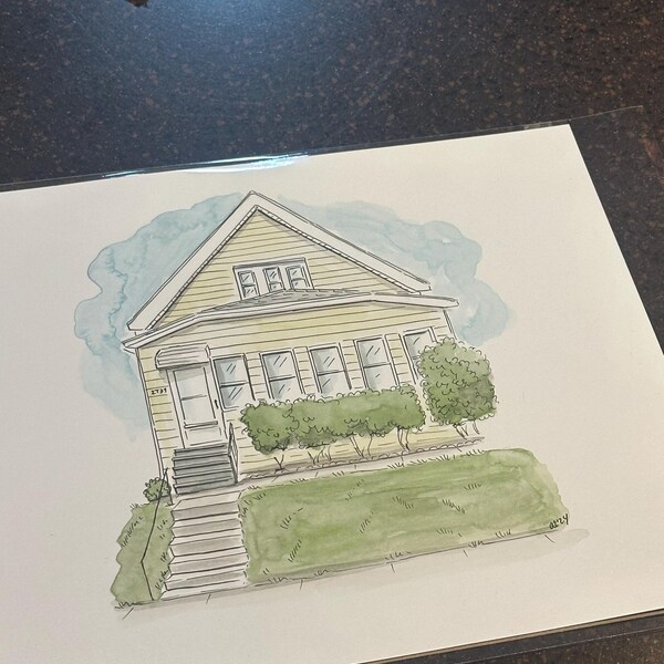 Custom House Hand-drawn Sketch 8x10 Pen Ink Drawing Doodle Bar Home ...