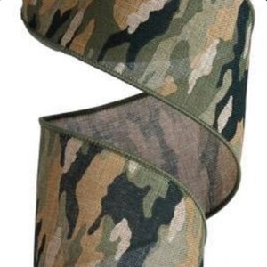 Camo Ribbon, Camo Wired Ribbons, Camouflage Hunter Army Wired Ribbon, 2 ...