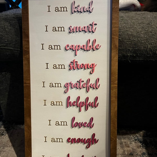 Personalized Affirmation Sign, Kids Daily Affirmation, Affirmation Wall ...